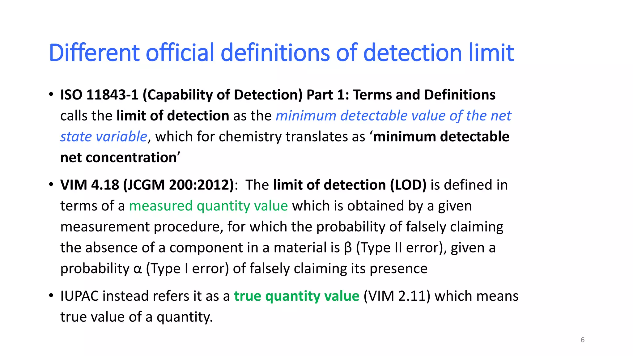 Concept Of Limit Of Detection Lod Pptx Chemistry Science