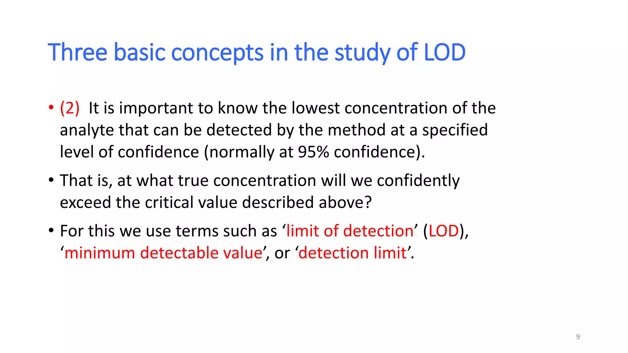 Concept Of Limit Of Detection Lod Pptx Chemistry Science