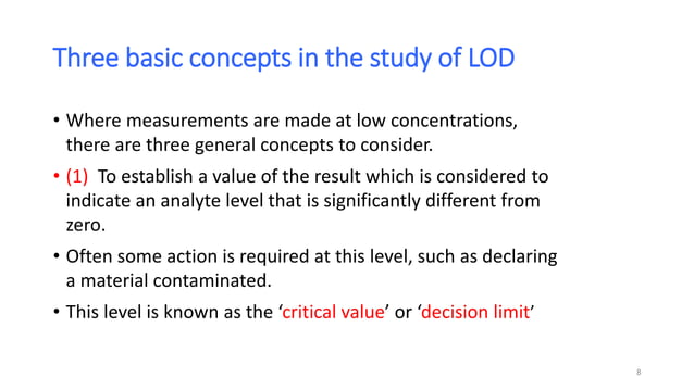 Concept of Limit of Detection (LOD) | PPTX | Chemistry | Science