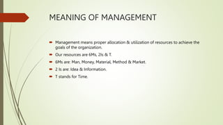 CONCEPT OF MANAGEMEENT.pptx | Executive Leadership & Management | Business