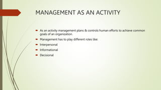 CONCEPT OF MANAGEMEENT.pptx | Executive Leadership & Management | Business
