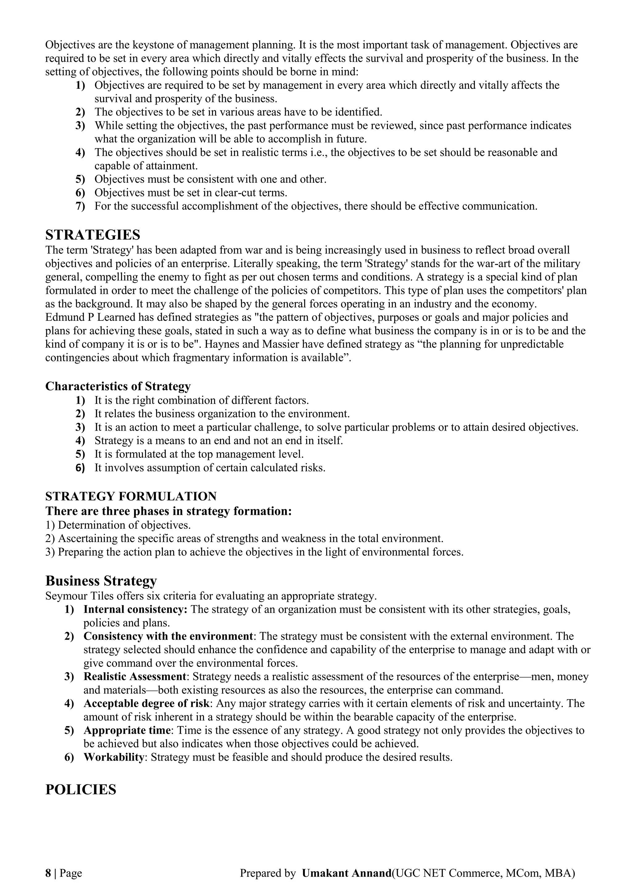 Concept of management (UGC NET Commerce & Management) | PDF