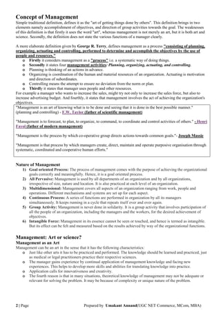 Concept of management (UGC NET Commerce & Management) | PDF