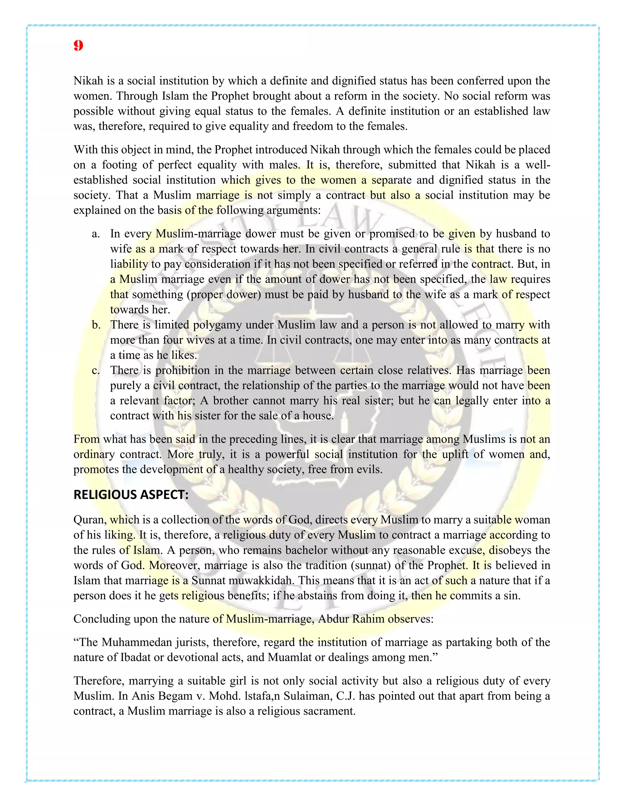 Concept of marriage in islam | PDF