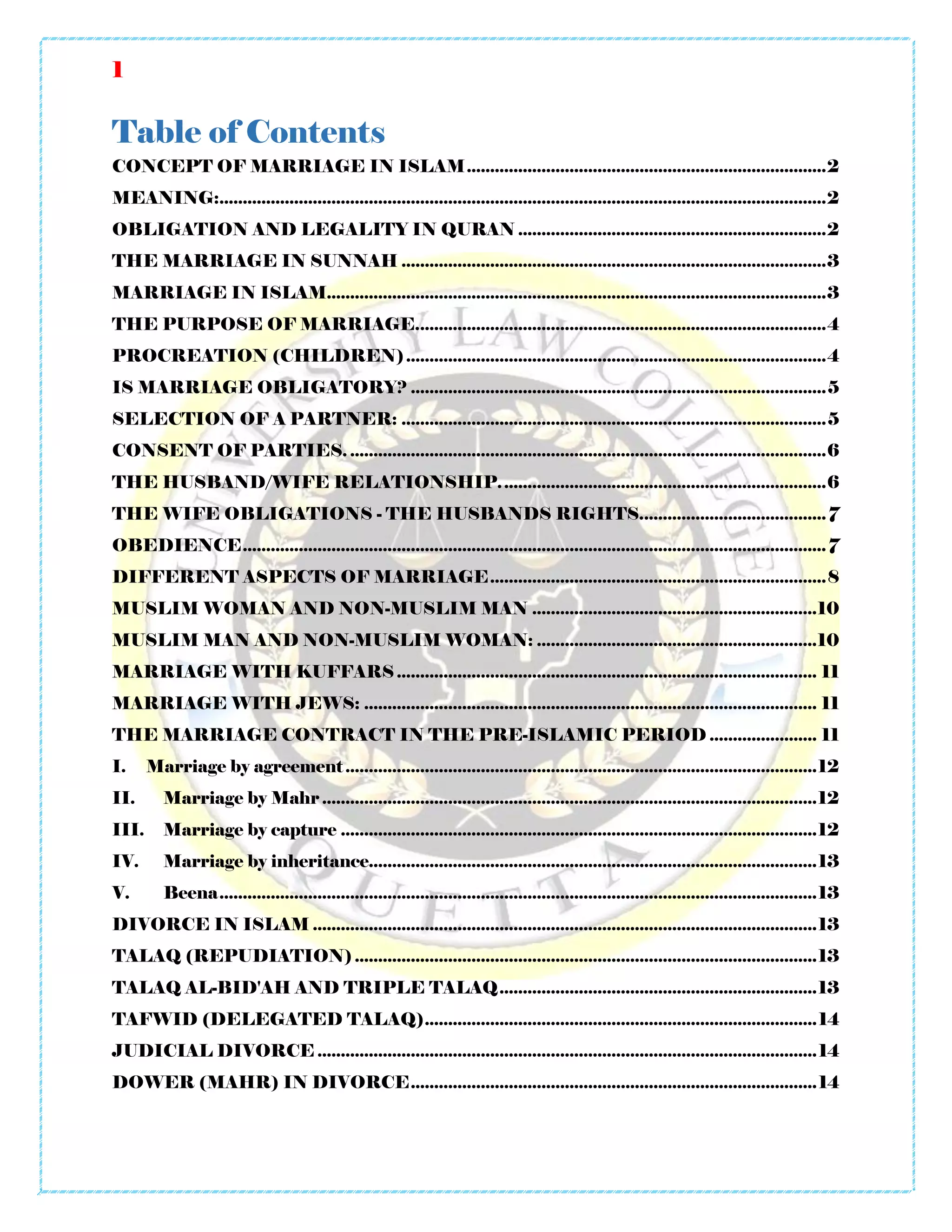 Concept of marriage in islam | PDF