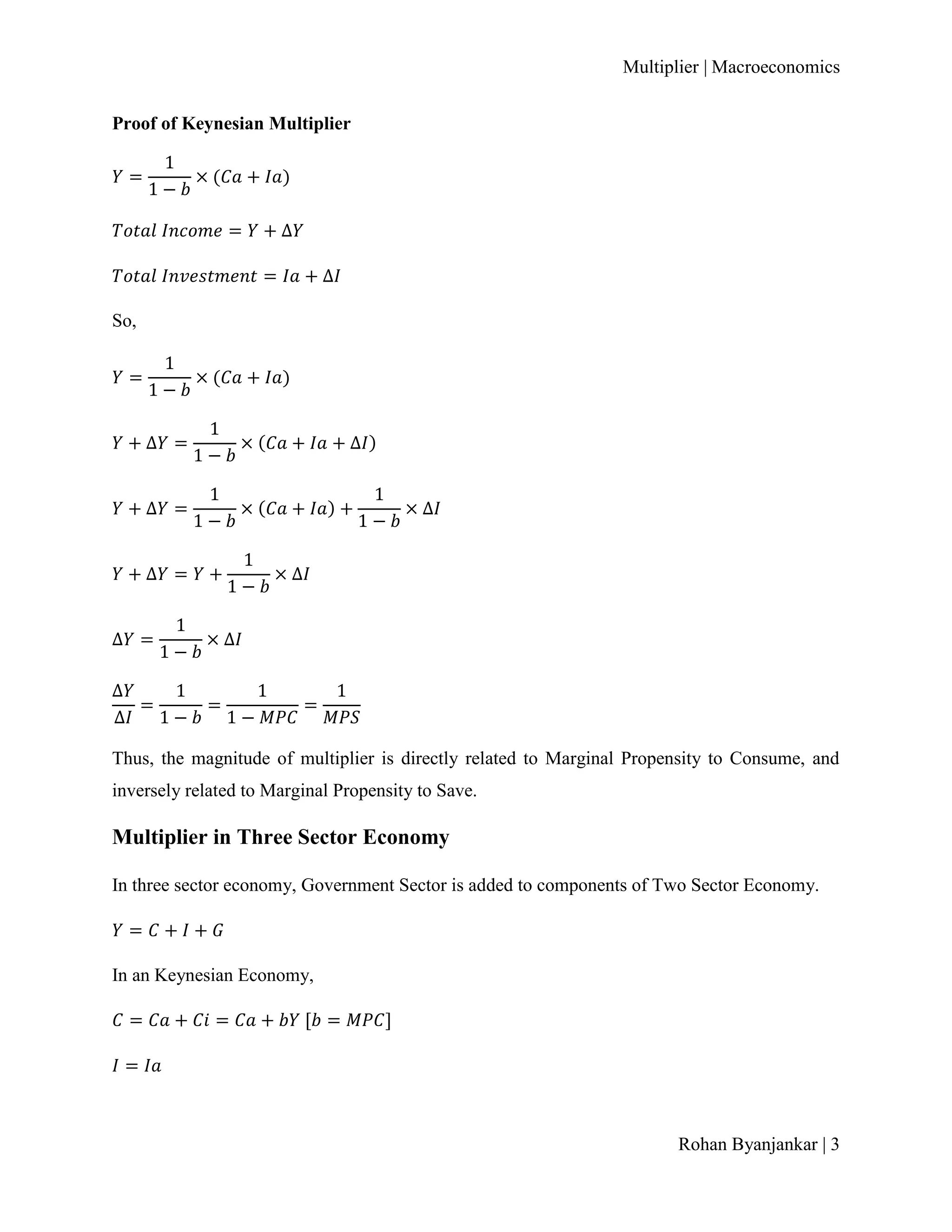 Multiplier: Concept, Types, and Derivation of each type of Multiplier | PDF
