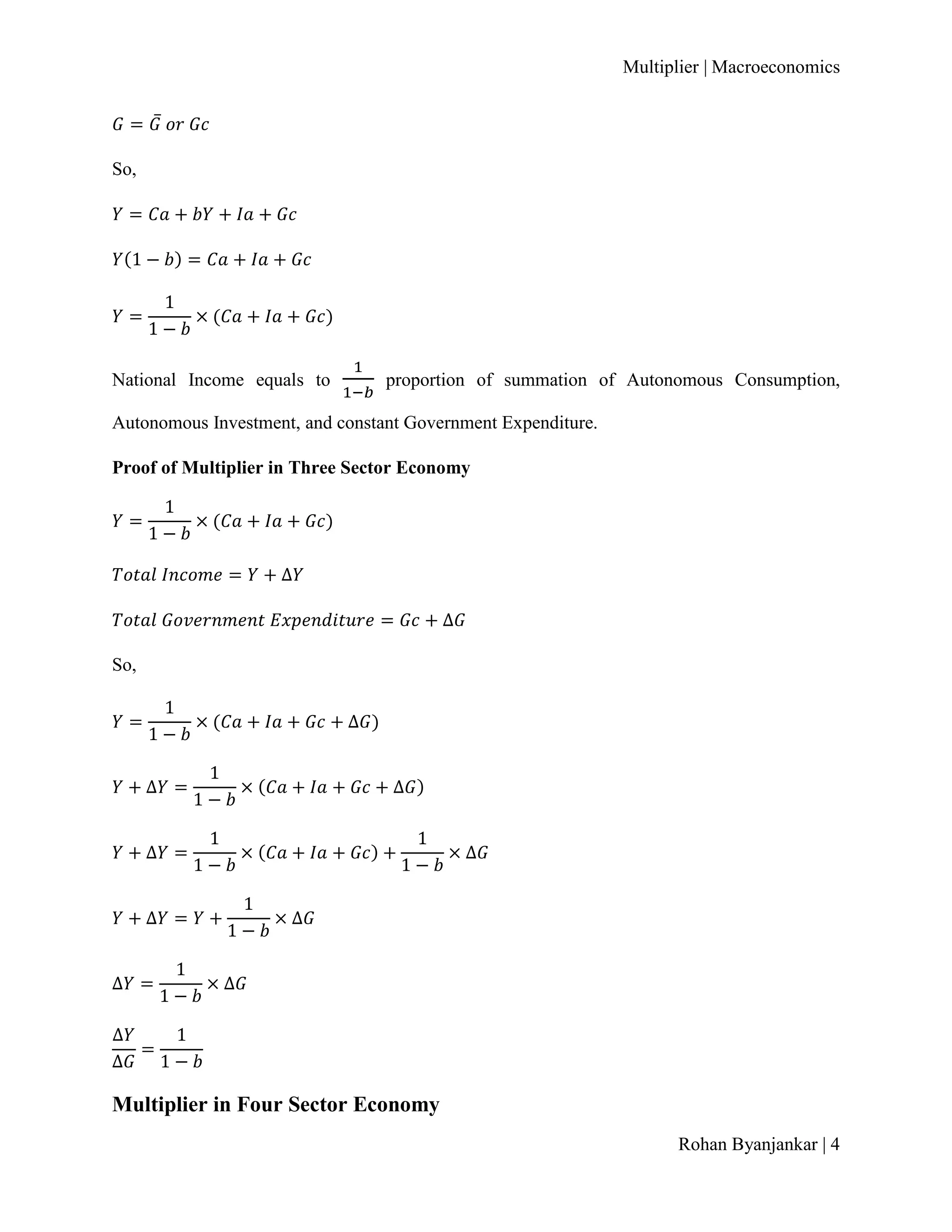 Multiplier: Concept, Types, and Derivation of each type of Multiplier | PDF