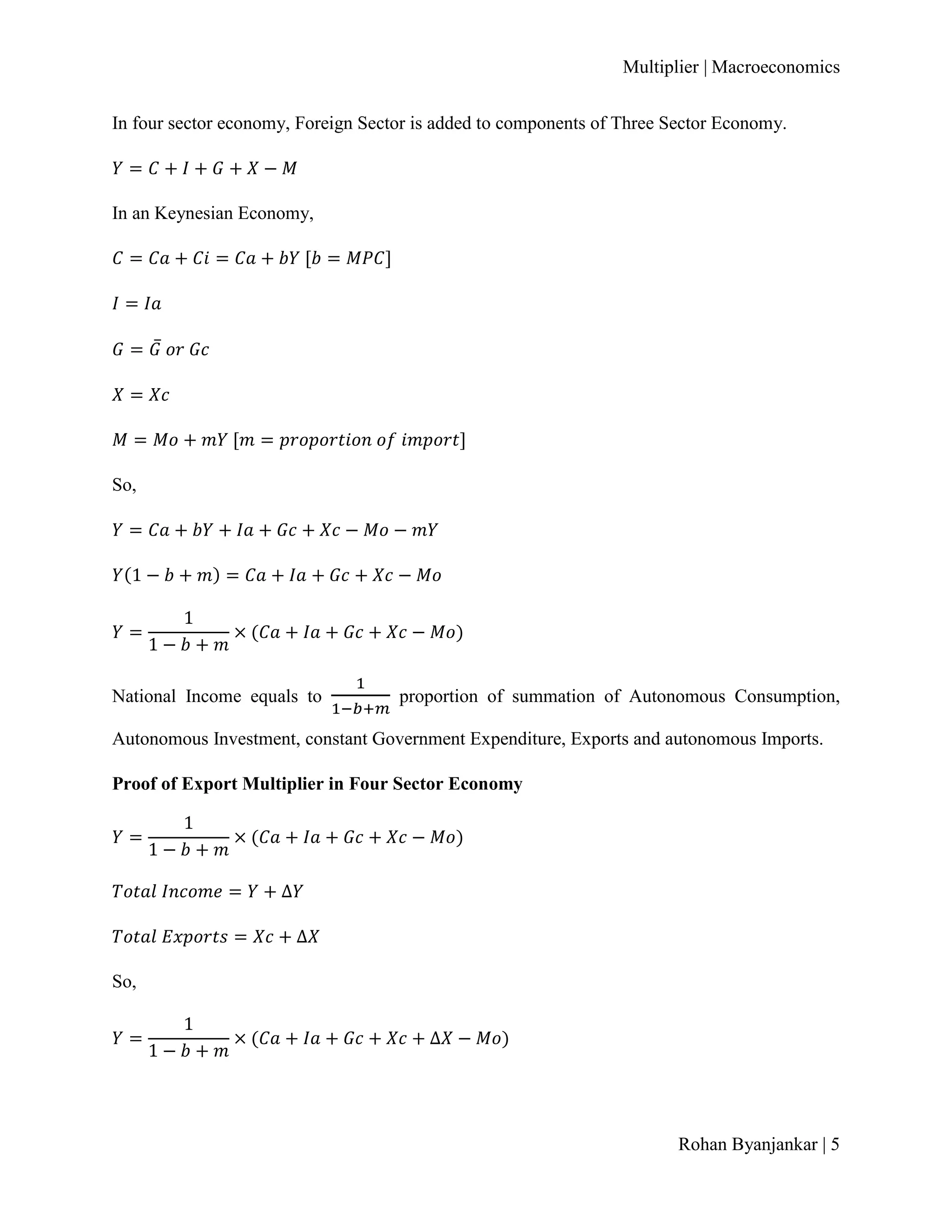 Multiplier: Concept, Types, and Derivation of each type of Multiplier | PDF