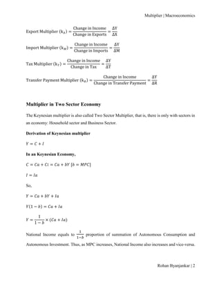 Multiplier: Concept, Types, and Derivation of each type of Multiplier | PDF