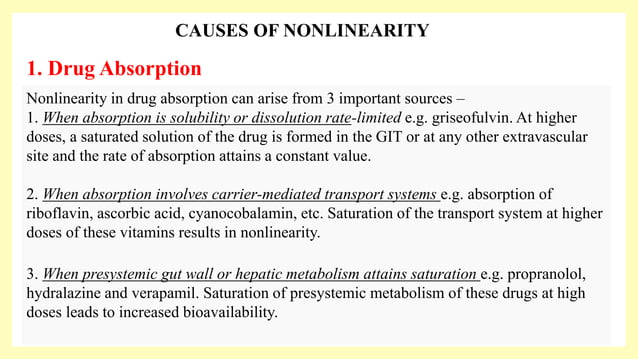 Concept of non linear and linear pharmacokinetic model | PPTX ...