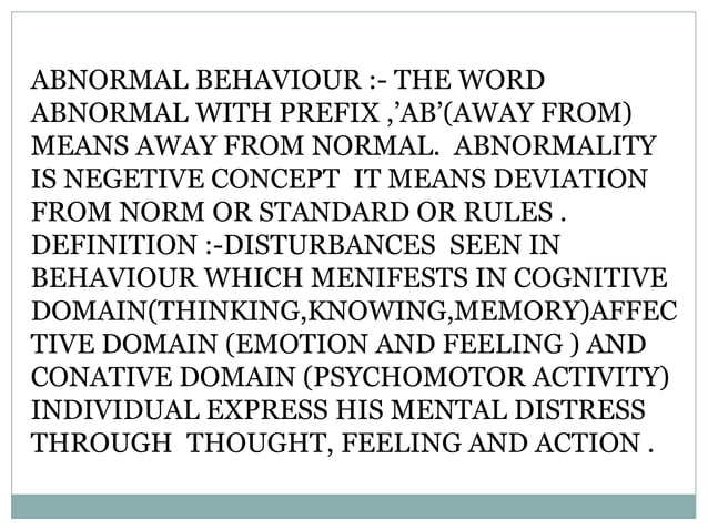 concept of normal and abnormal behaviour.pptx | Mental Health ...