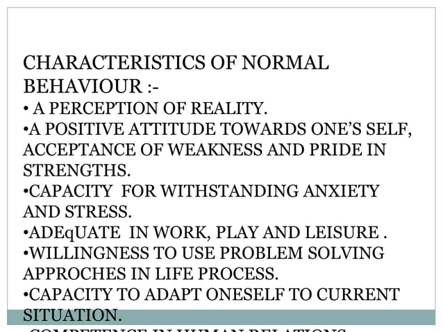 concept of normal and abnormal behaviour.pptx | Mental Health ...