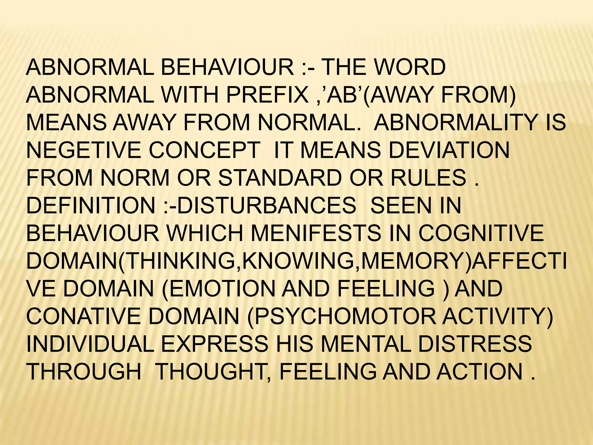Concept of normal and abnormal behaviour 1 | PPTX