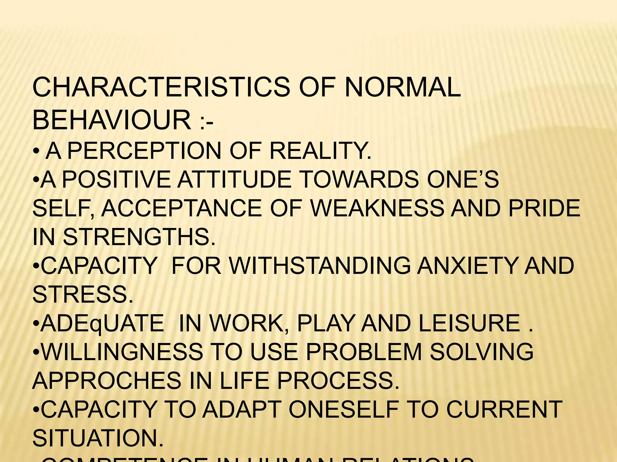 Concept of normal and abnormal behaviour 1 | PPTX