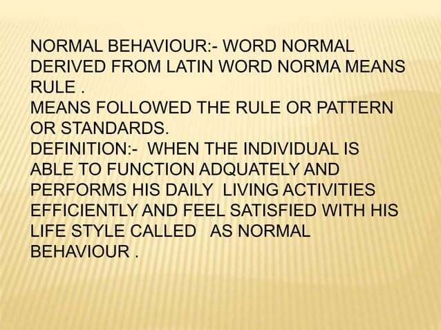 Concept of normal and abnormal behaviour 1 | PPTX