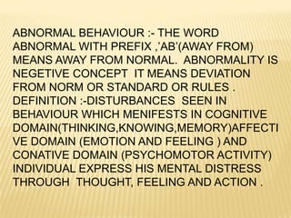 Concept of normal and abnormal behaviour 1 | PPTX