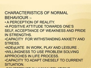 Concept of normal and abnormal behaviour 1 | PPTX
