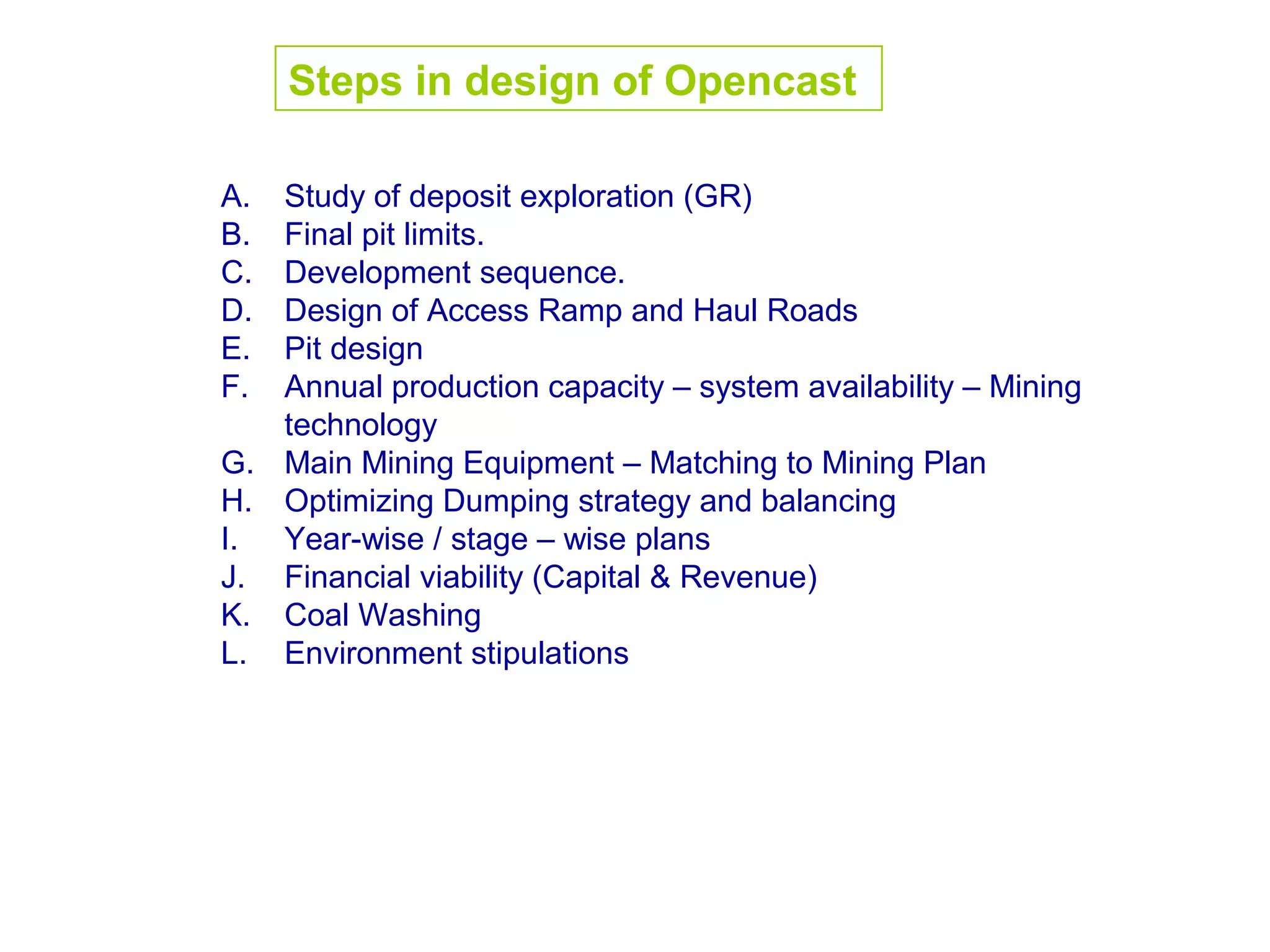 Concept of oc mine planning & design(final) | PPT