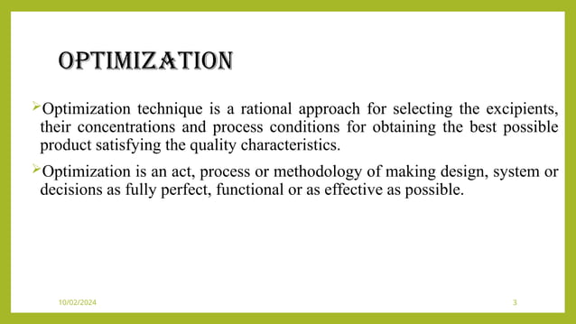 conceptofoptimizationoptimizationparameter.pptx | Physics | Science