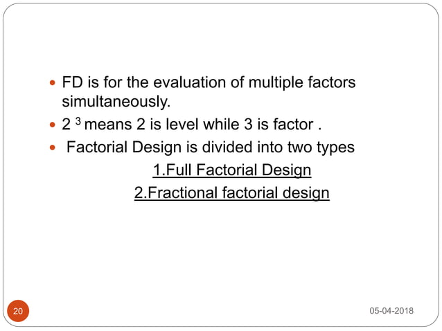 Concept Of Optimization Optimization Parameters And Factorial Design
