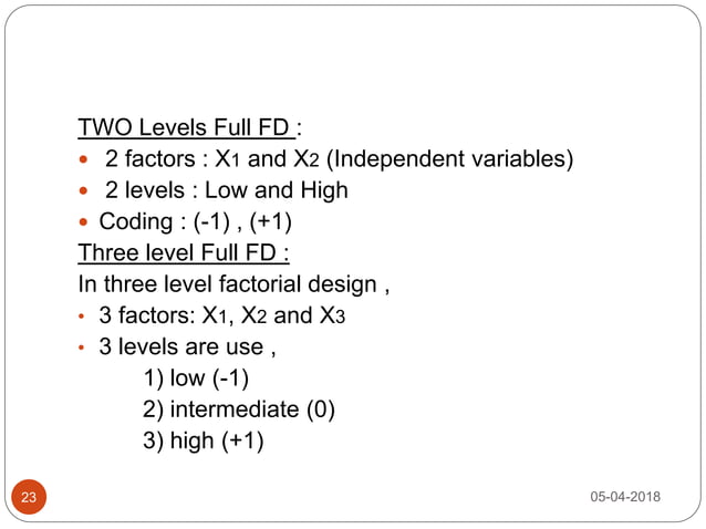 Concept Of Optimization Optimization Parameters And Factorial Design