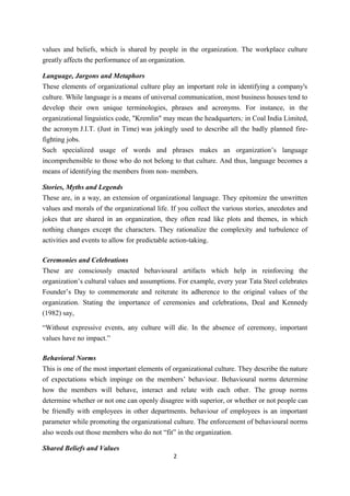 Concept of organizational culture | PDF