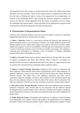 Concept of organizational culture | PDF