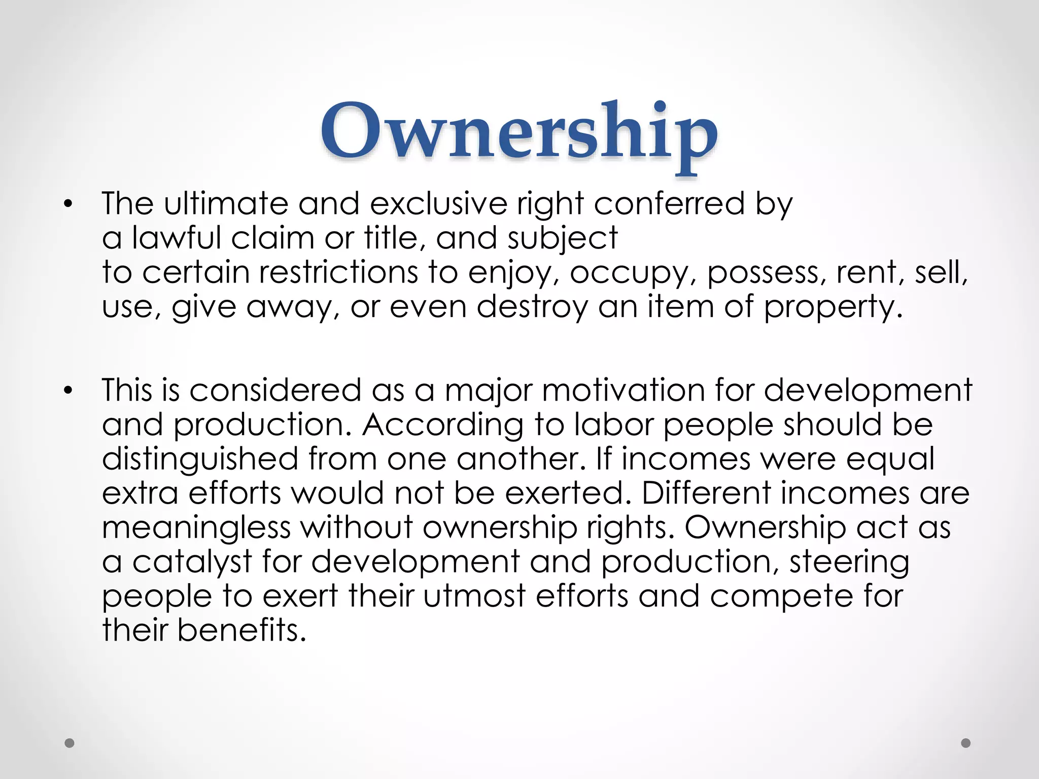 Concept of ownership in capitalism | PPTX