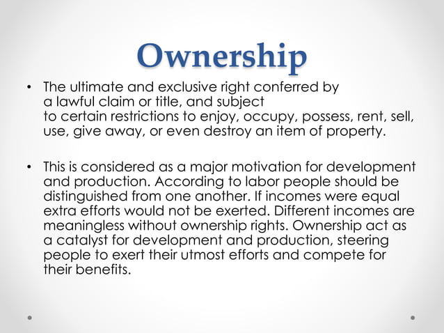 Concept of ownership in capitalism | PPTX | Islam | Religion & Spirituality