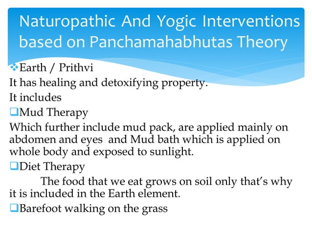 Concept of Panchamahabhutas and their relation to Naturopathy and Yoga ...