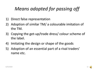 Concept of passing off sem vi | PPTX