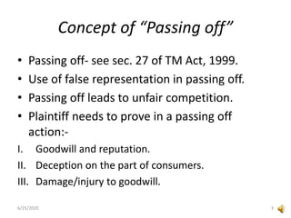 Concept of passing off sem vi | PPTX