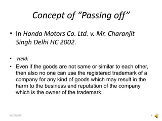 Concept of passing off sem vi | PPTX