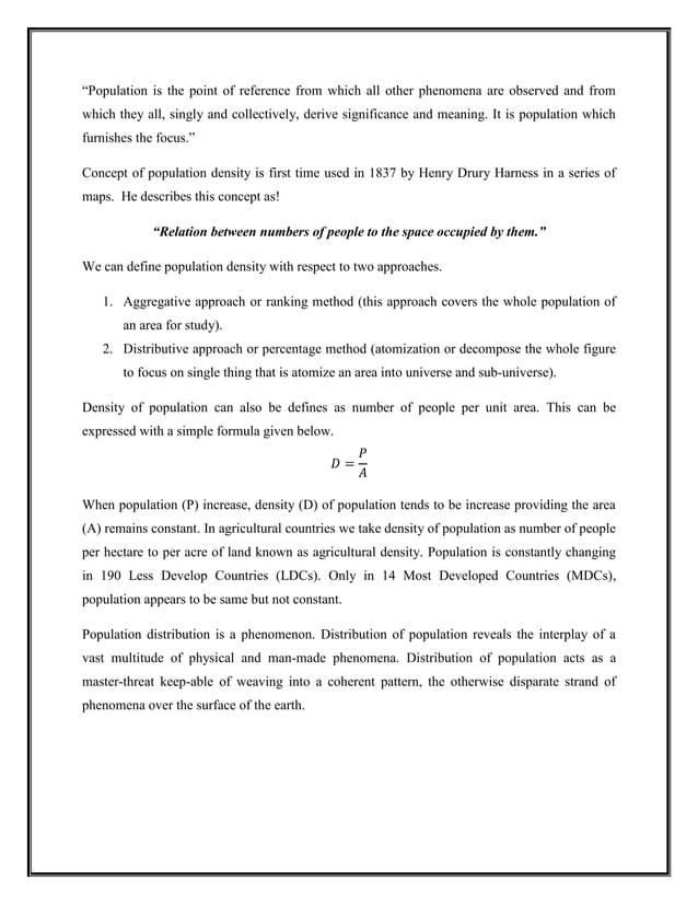 Population Density and its Modified Concepts | PDF