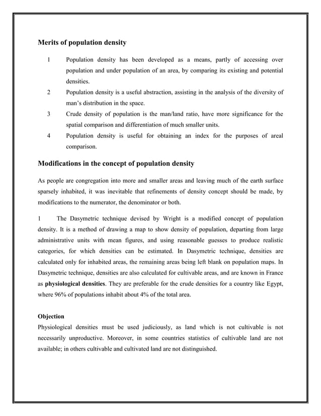 Population Density and its Modified Concepts | PDF