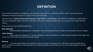 Concept of possession under jurisprudence | PPTX