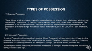 Concept of possession under jurisprudence | PPTX