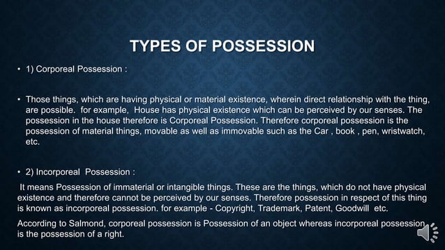 Concept of possession under jurisprudence | PPTX