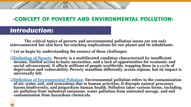 CONCEPT OF POVERTY AND ENVIRONMENTAL POLLUTION Presentation.pdf Umesha ...