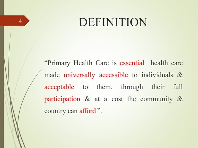 Concept of primary health care | PPTX | Healthcare Industry | Industries