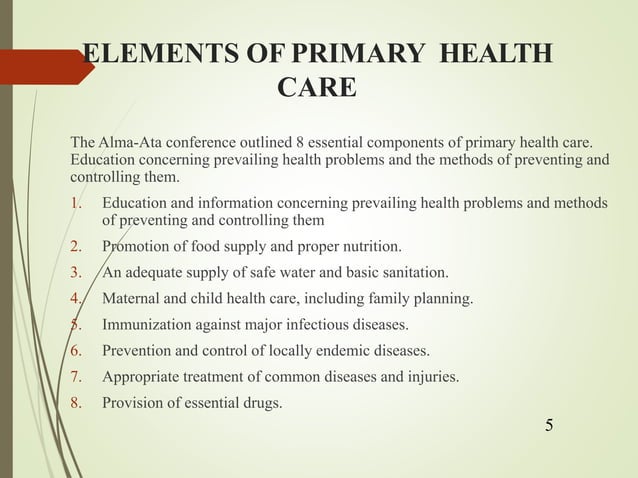 Concept of primary health care | PPTX | Healthcare Industry | Industries