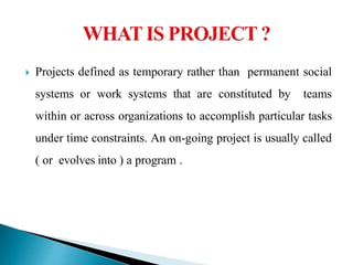 Concept of project and classification – an overview prentation | PPTX