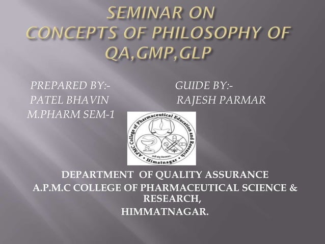 Concept of qa, qc, gmp 112070804010 | PPTX