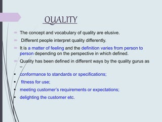 Concept of quality assurance and TQM | PPTX