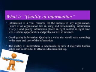 Concept of quality in information system | PPTX