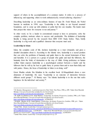 Concept of quality leader in islam | PDF