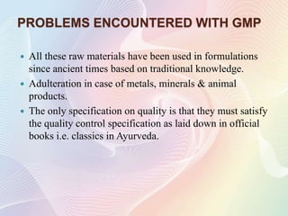 Concept of rasashala w.s.r to gmp guidelines | PPTX