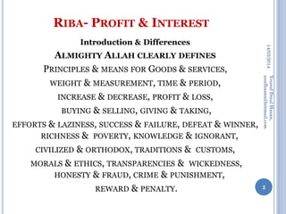Concept of RIBA, Interest & Profit in Islamic Economics System | PPT