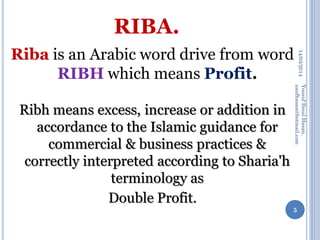 Concept of RIBA, Interest & Profit in Islamic Economics System | PPT