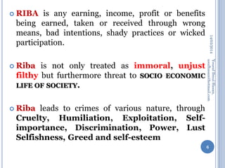 Concept of RIBA, Interest & Profit in Islamic Economics System | PPT